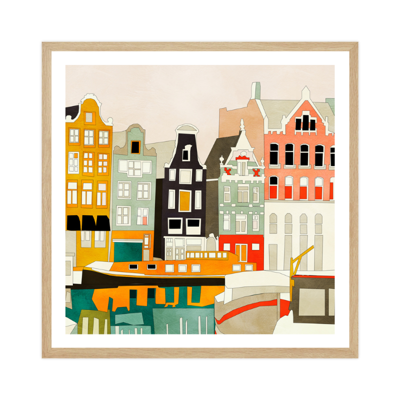 Cuadro "Amsterdam houses with ships" – Wall Studio